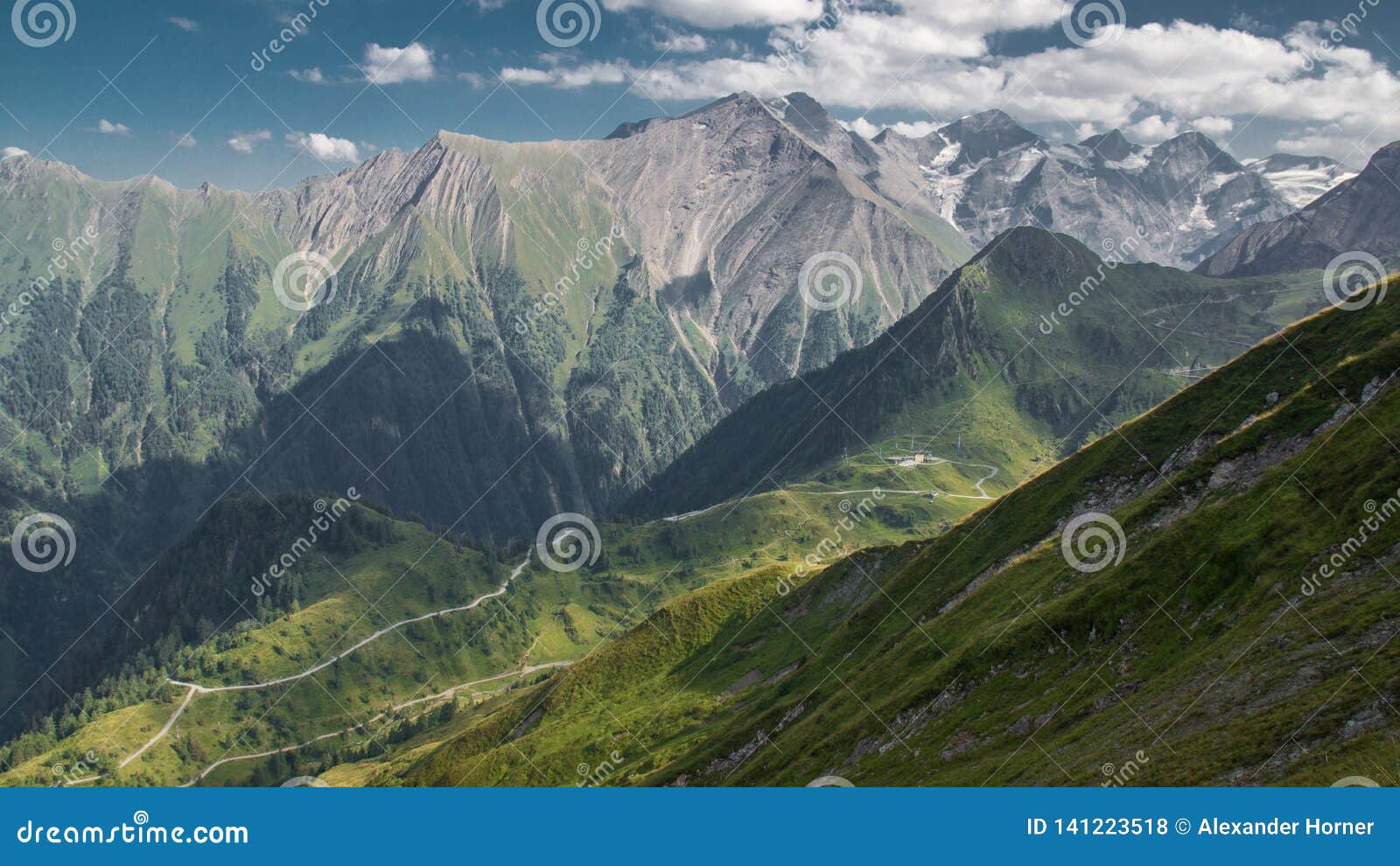 Mountain Chain Panorama Alps and Meadow Stock Photo - Image of ...