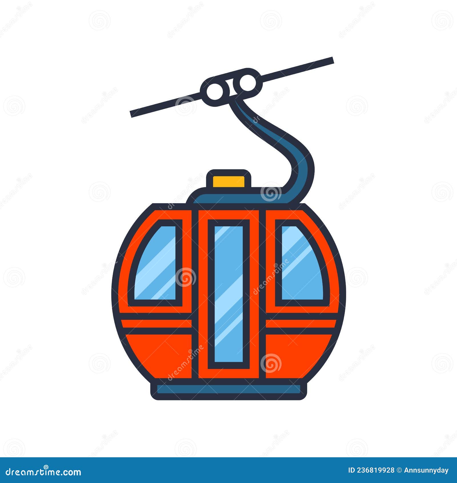 Mountain Chairlift Cabin Icon, Modern Cableway Or Ropeway, Vector ...