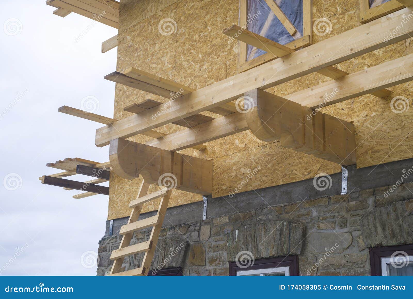 Chalet construction stock image. Image of estate, camping - 174058305