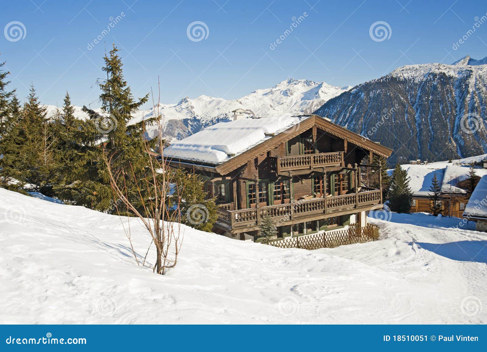 Mountain Chalet in the Snow Stock Image - Image of landscape, residence ...
