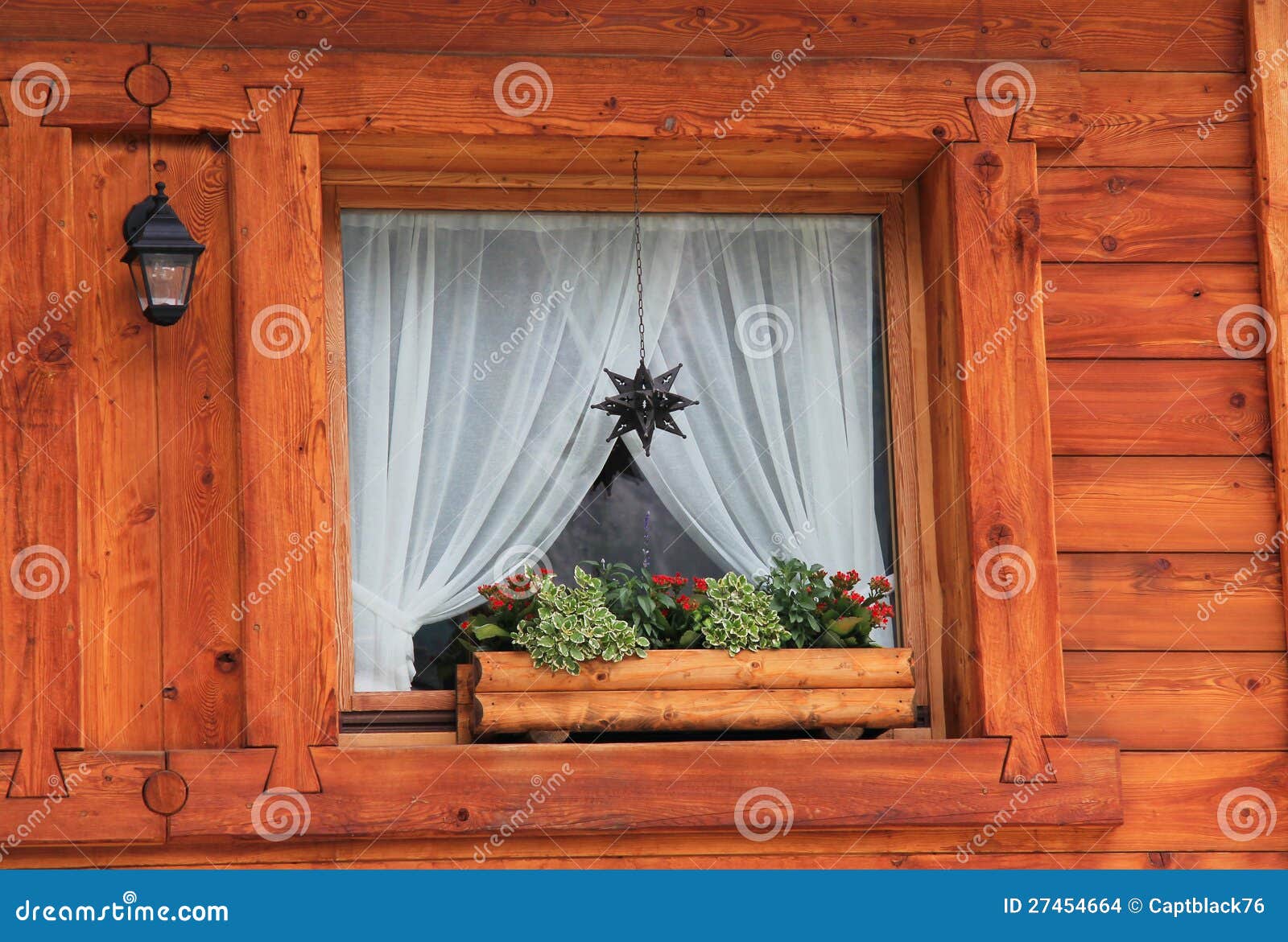 Mountain Chalet Window Detail Stock Photo - Image of window, wooden ...