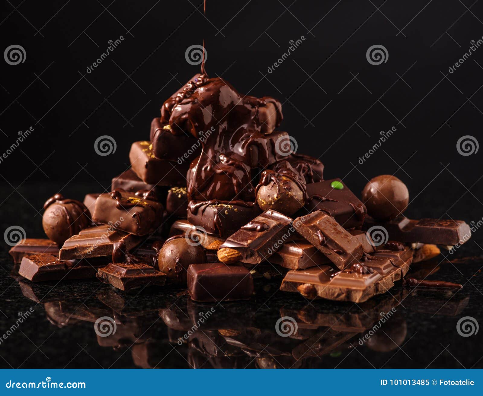 Mountain of Chocolate and Chocolates Candys. Stock Image - Image of ...