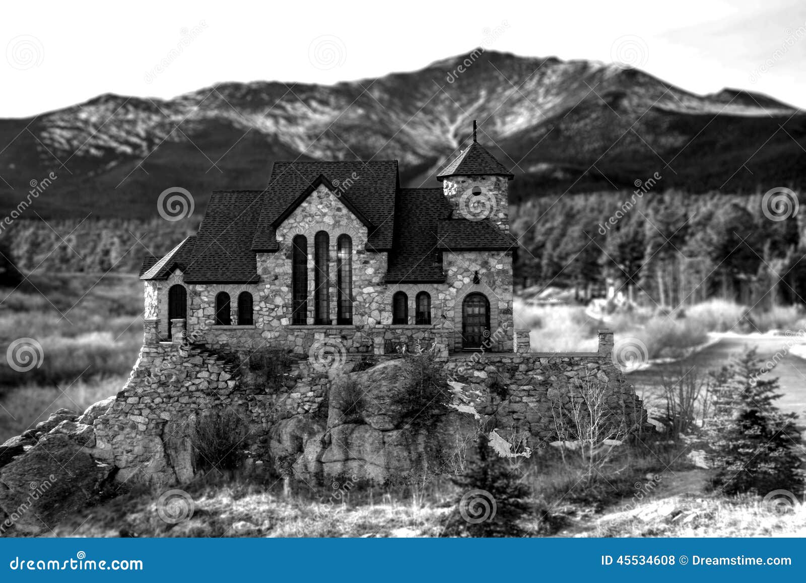 Mountain Church stock photo. Image of mountains, trees - 45534608