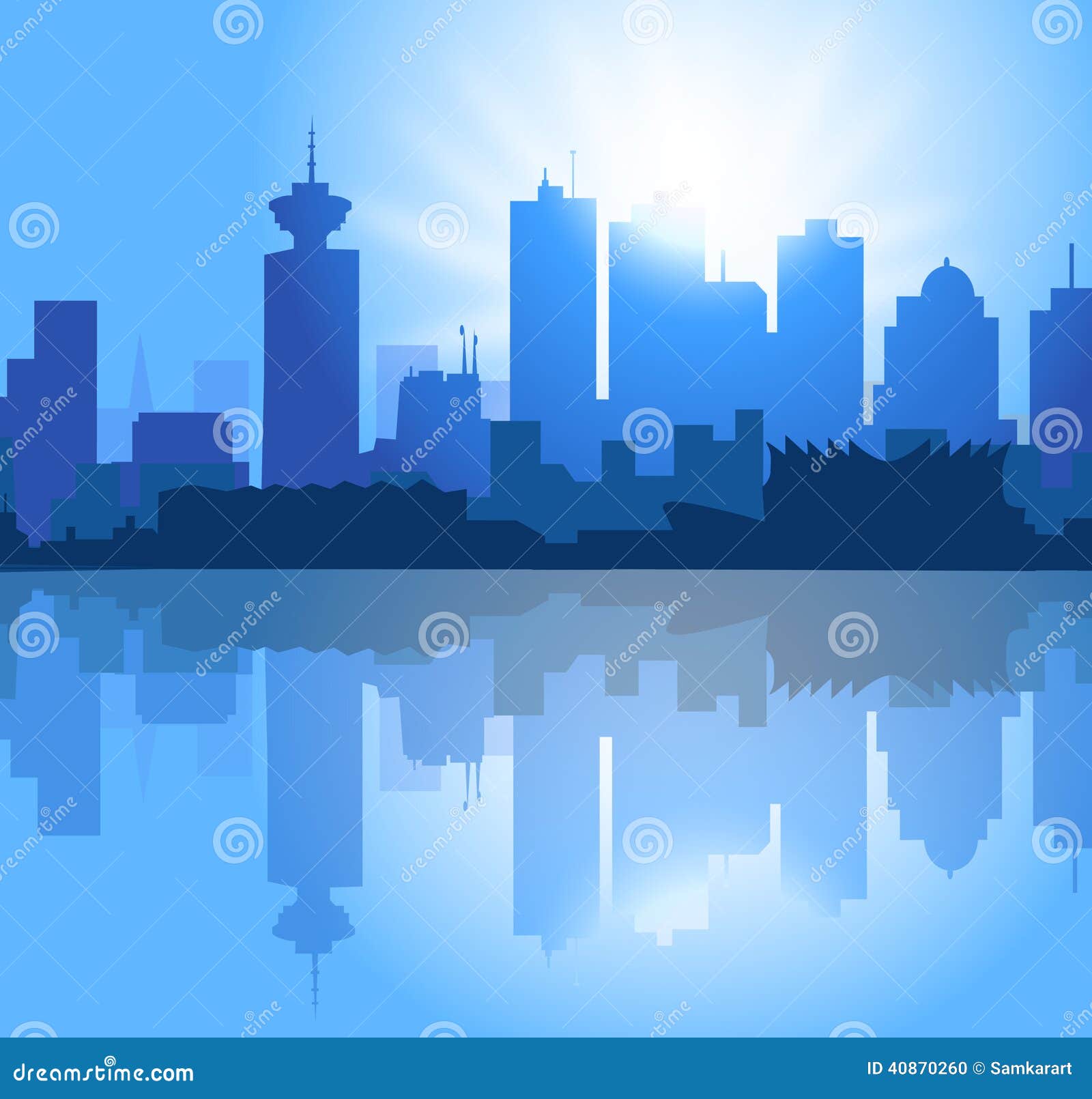 Mountain City Sunrise-vector Stock Vector - Illustration of rise ...