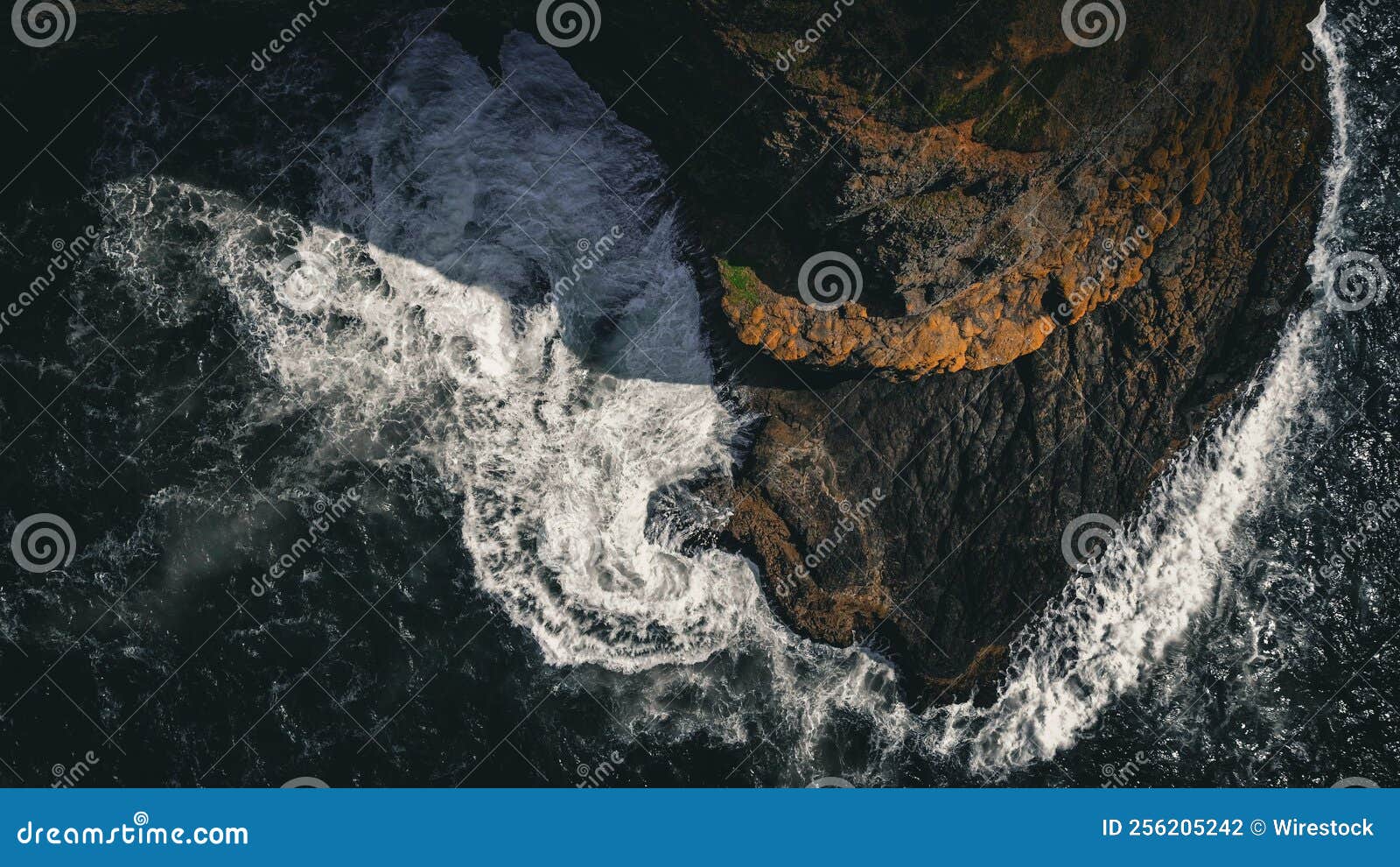 Mountain Cliff Near the Ocean with Big Waves Stock Photo - Image of ...