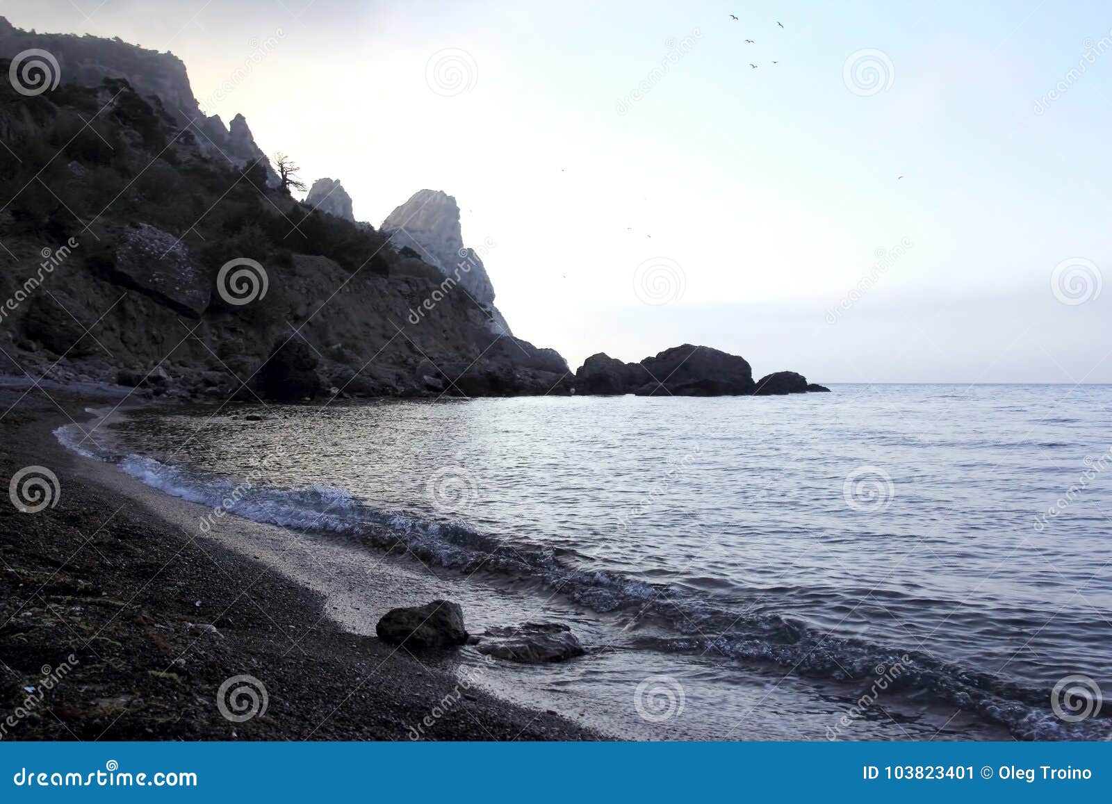 Mountain Cliffs Along the Shoreline of the Sea Stock Image - Image of ...