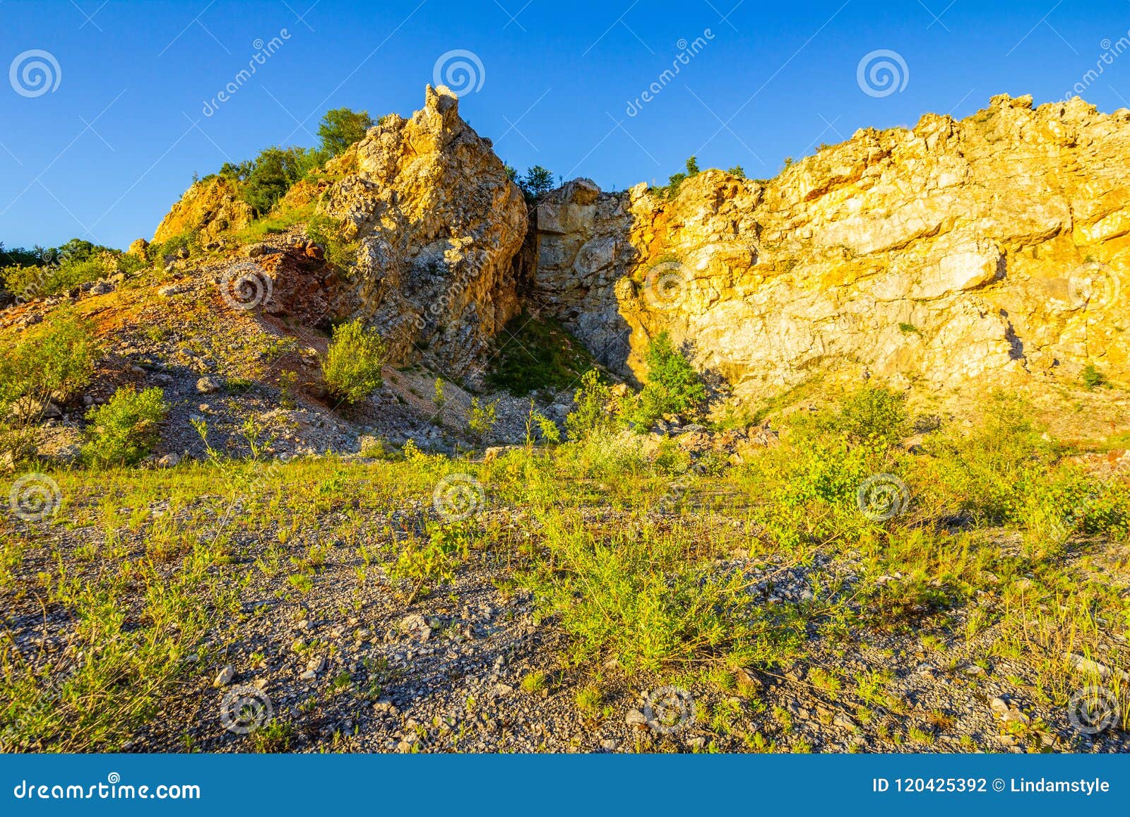 Mountain Cliffs and Flat Terrain Stock Photo - Image of boulder ...