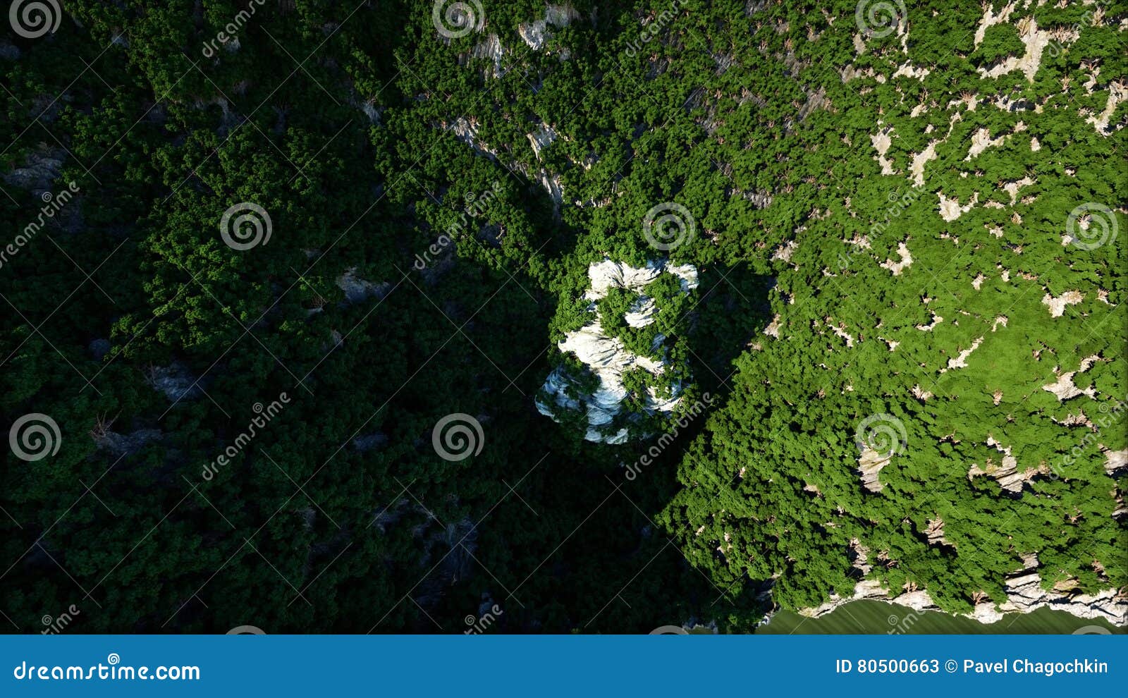 Mountain Cliffs with Trees. Fantasy Landscape. 3d Rendering. Stock ...
