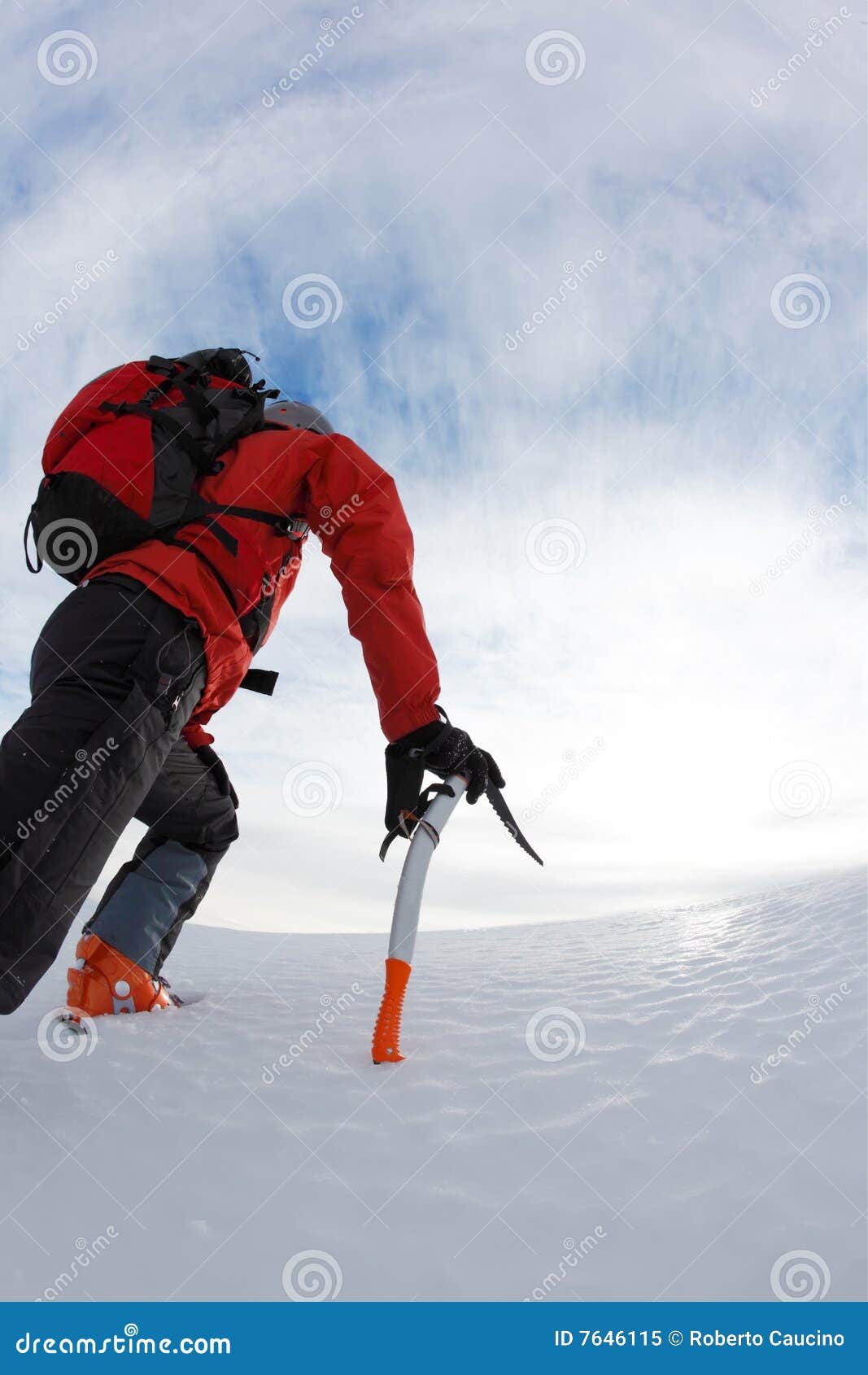 Mountain Climber Climbing The Snow Covered Alps In Mont Blanc Massif ...