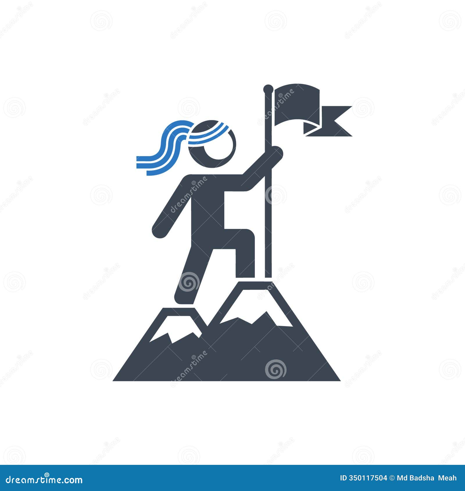 Mountain Climber Flag Icon stock vector. Illustration of victory ...