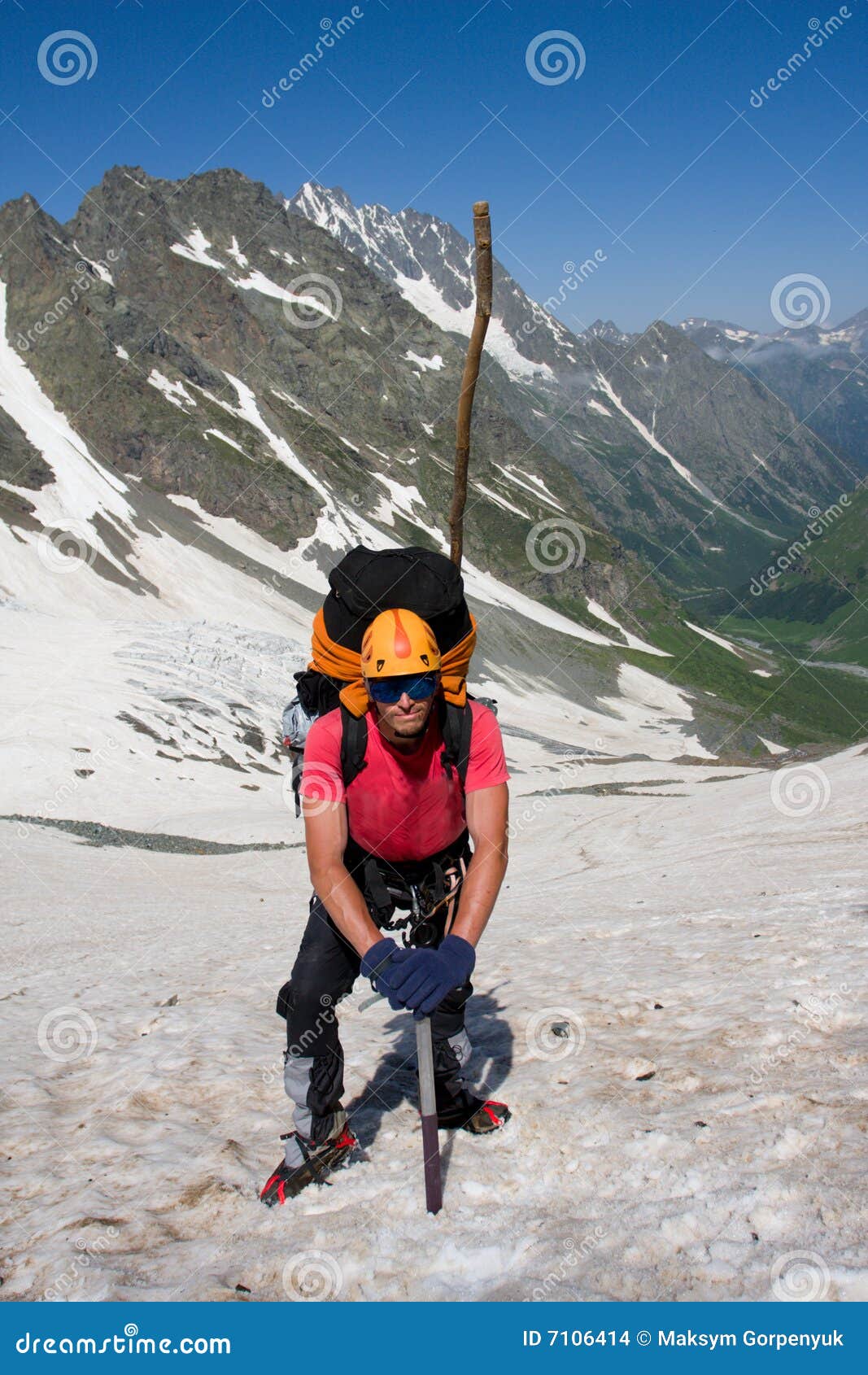 Mountain Climber with Ice-axe Stock Photo - Image of ascent, wilderness ...