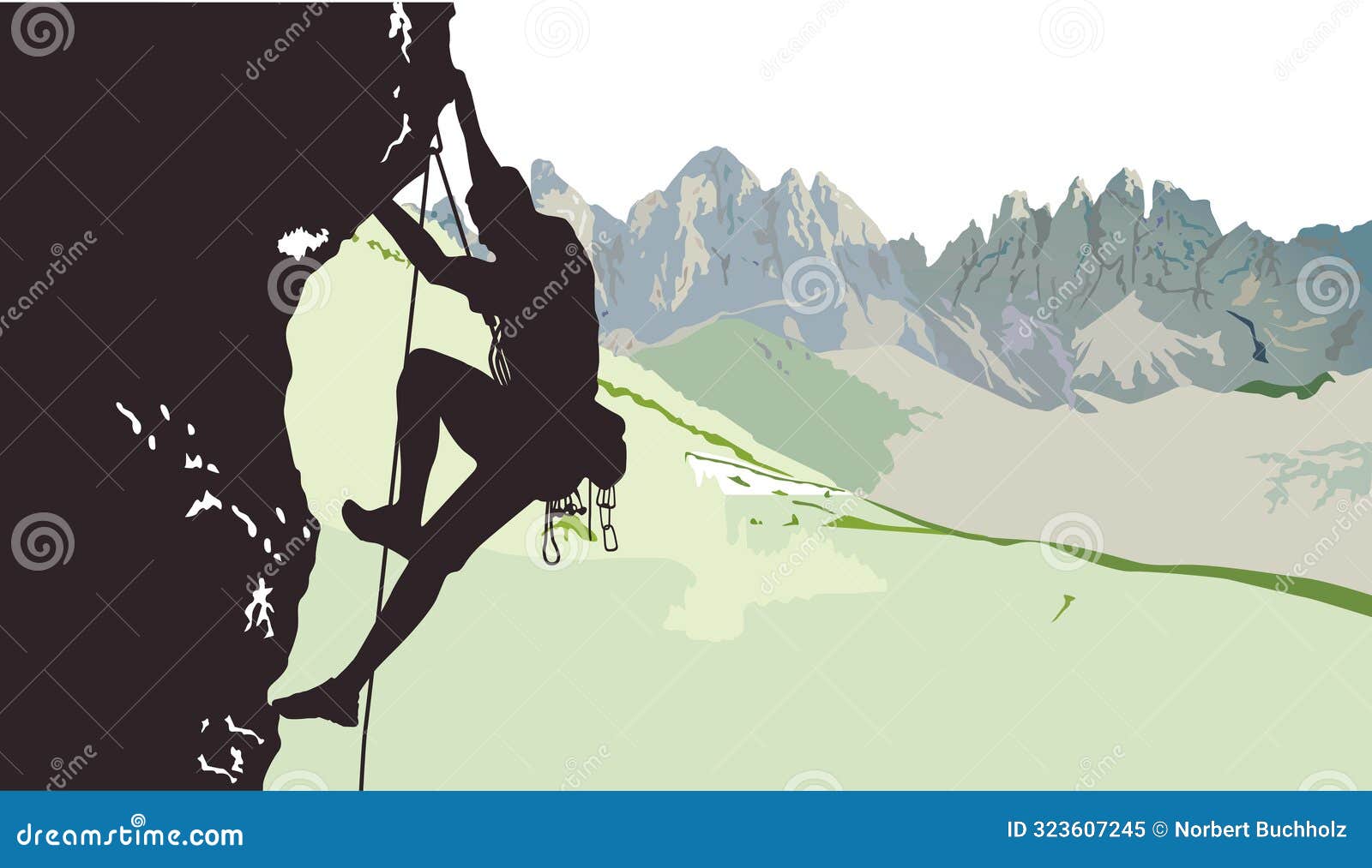 Mountain Climber on a Rock Face Illustration Stock Vector ...