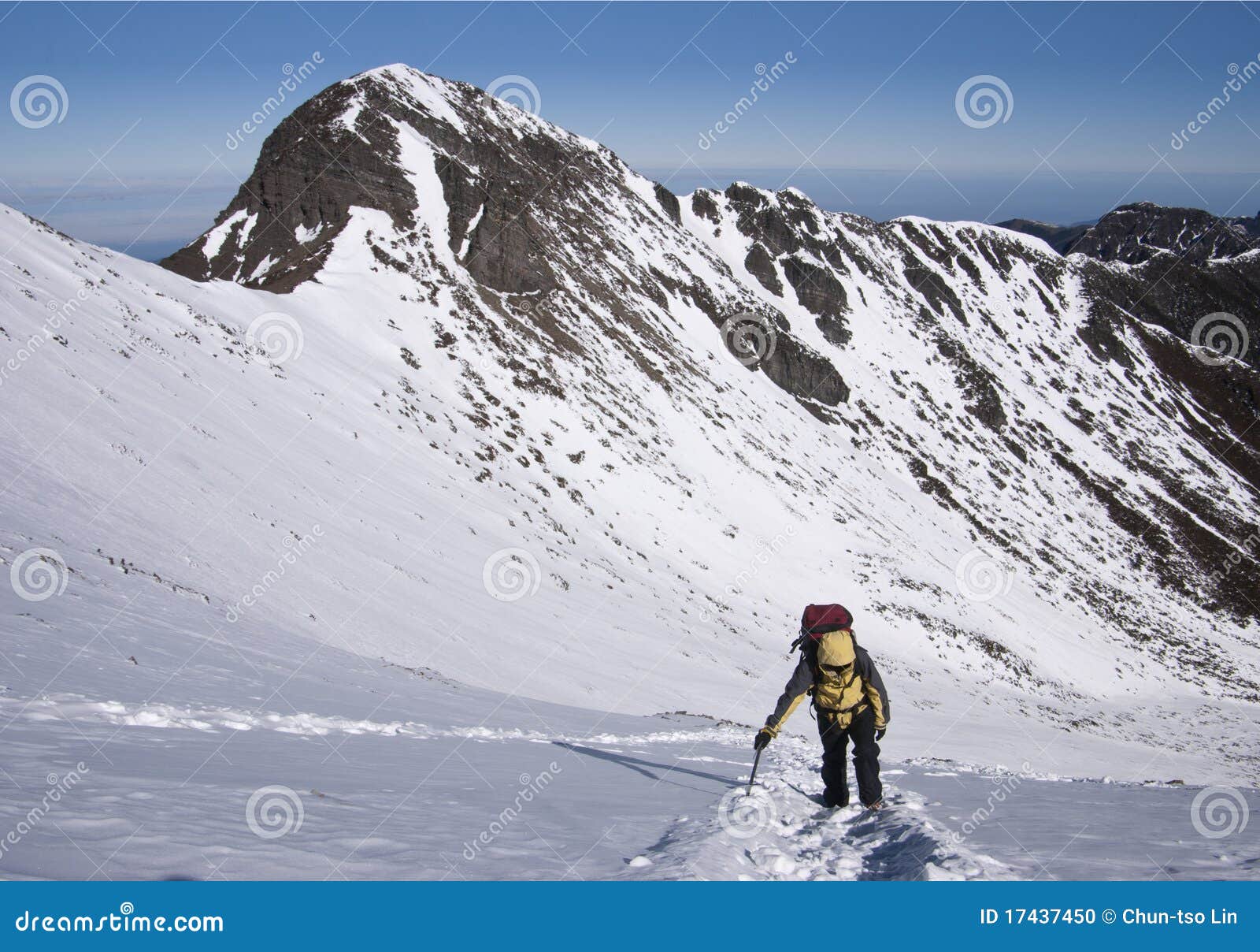 Mountain climber on snow. stock photo. Image of nature - 17437450
