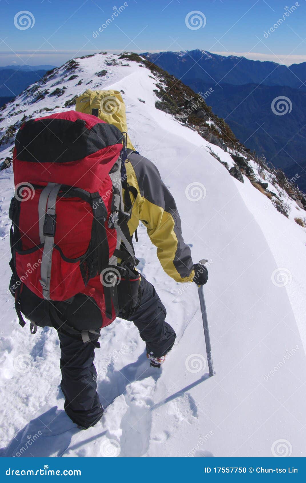 Mountain Climber on Snowy Summit Stock Photo - Image of outdoor ...