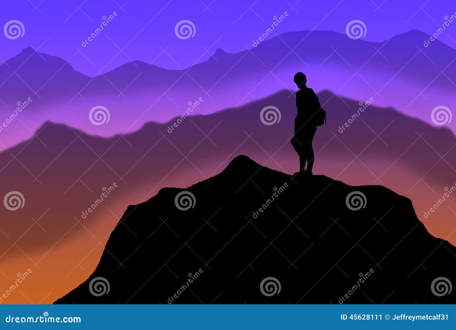 Mountain Climber on Summit stock illustration. Illustration of peak ...