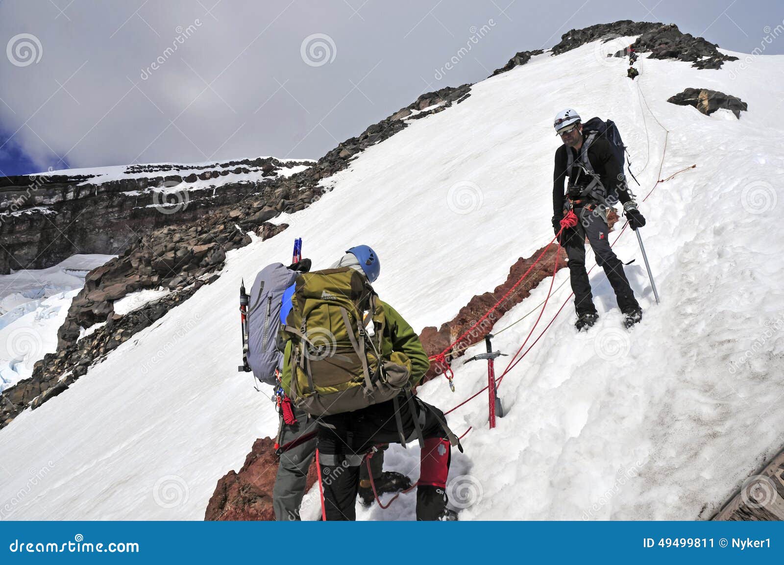 Mountain Climbers Climbing On North East Glacier Of Mount Damavand ...
