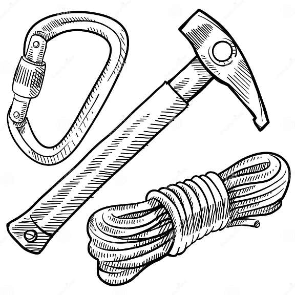 Mountain Climbing Equipment Drawing Stock Vector - Illustration of ...