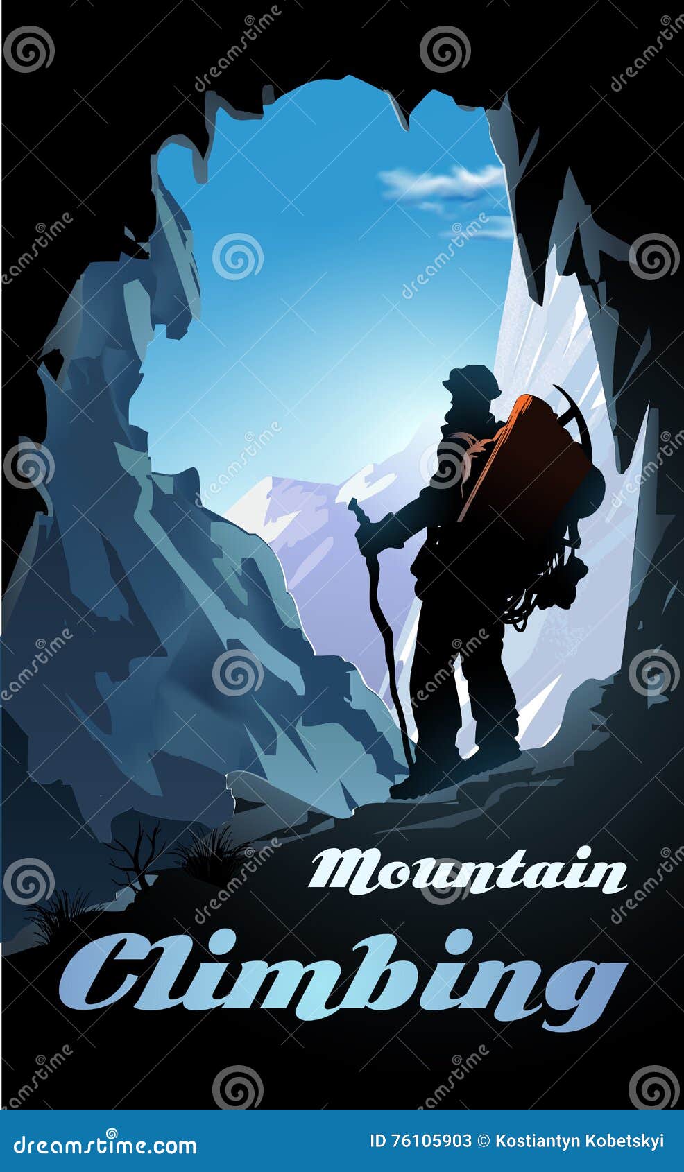 Mountain climbing poster stock vector. Illustration of landscape - 76105903