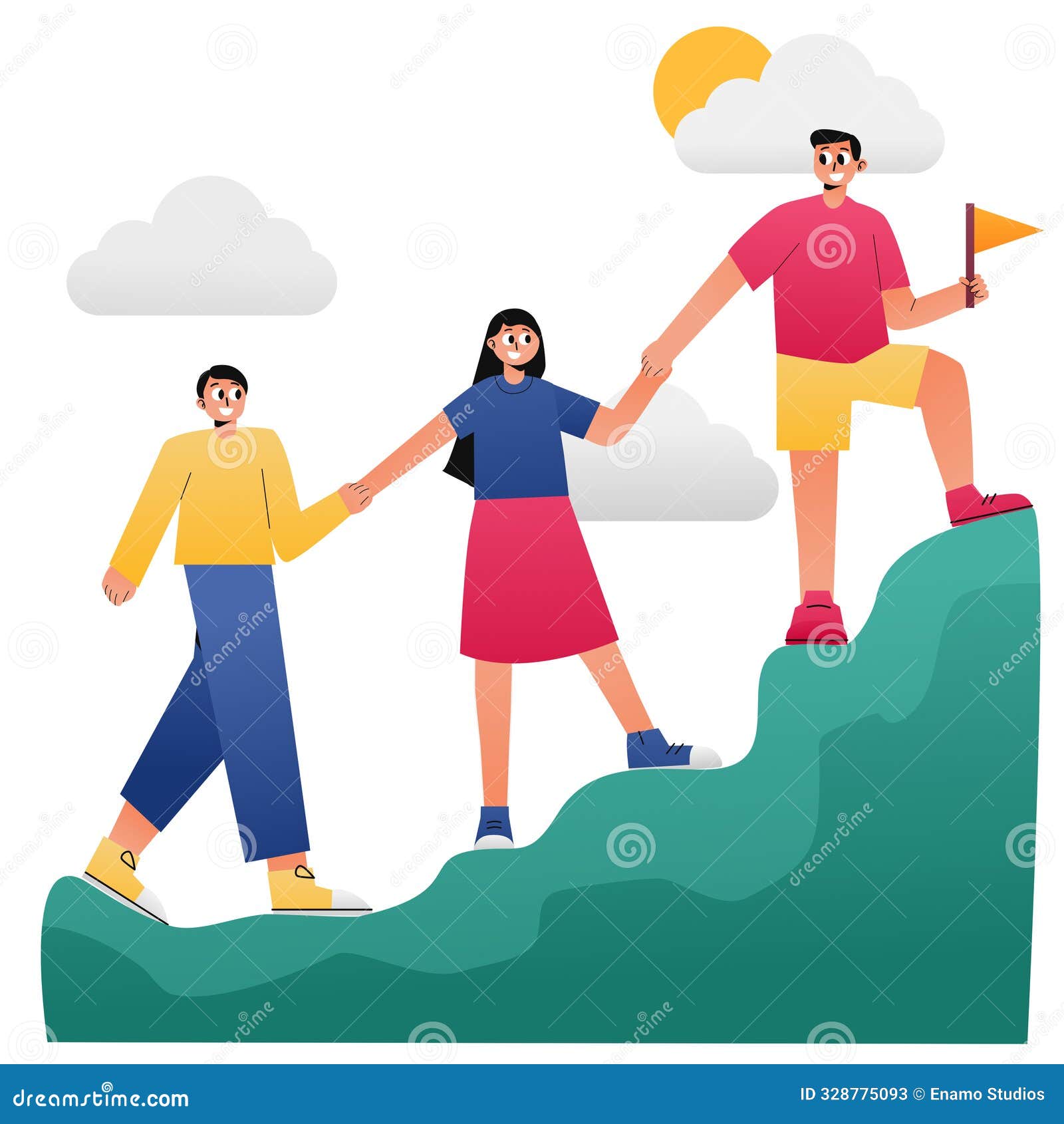 Group Of Climbers Helping Each Other. Concept Of Teamwork ...