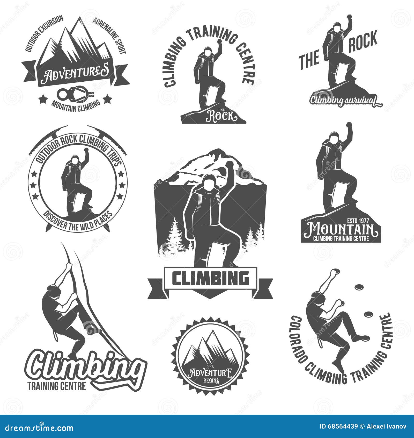 Climber Logo Mountain Climber Silhouette Black Hi Res Stock