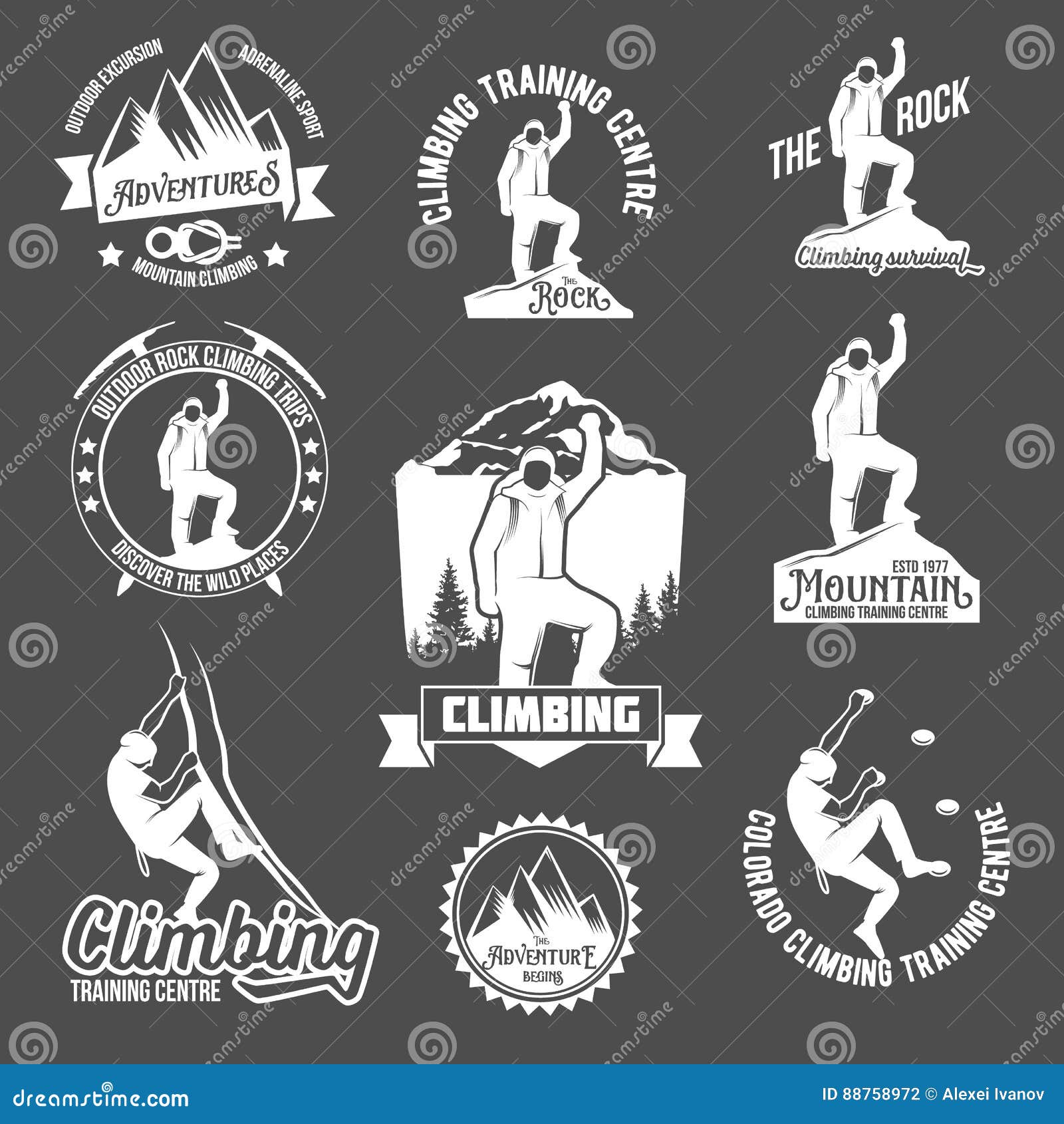 Mountain Climbing Vintage Logos Stock Vector - Illustration of rock ...