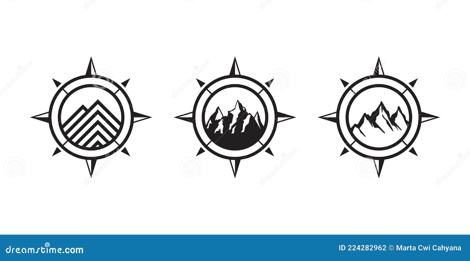 Mountain Compass Rope Climbing Adventure Outdoor Logo Design Vector ...