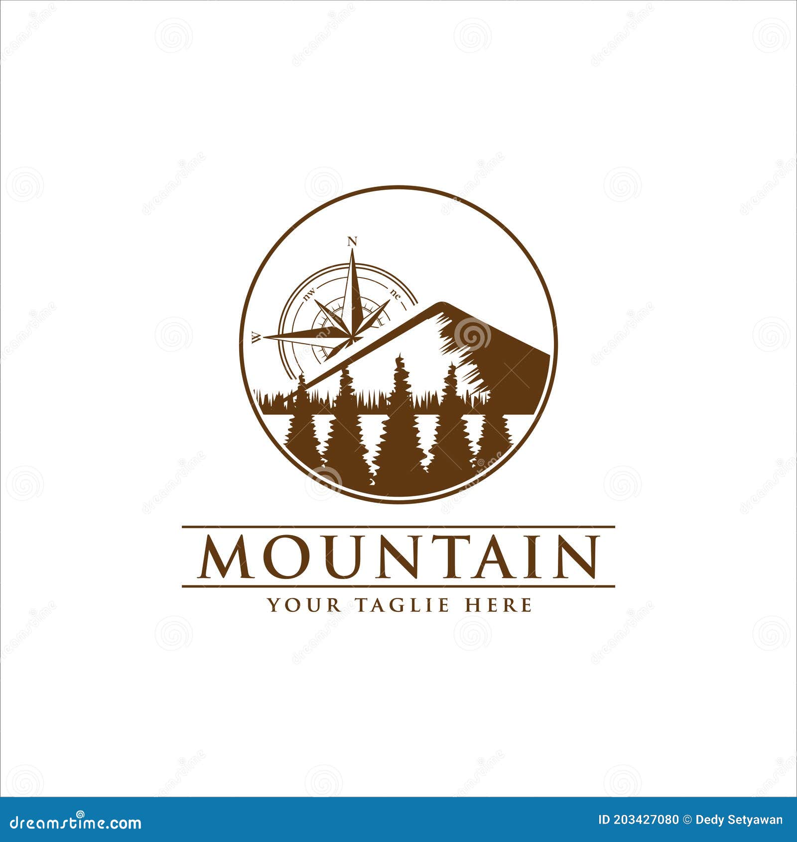 Mountain and Compass Logo Design Stock Vector - Illustration of ...