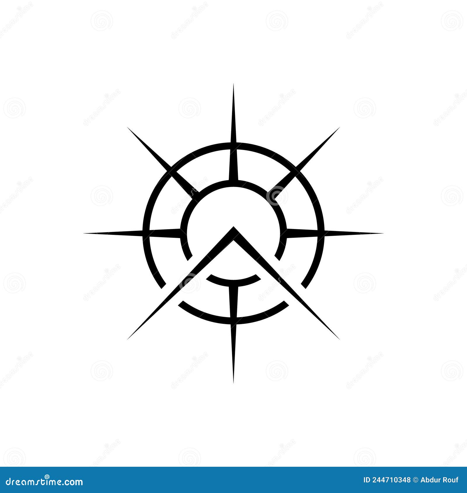 Mountain Compass Illustration Logo Design Isolated On Dark Background ...