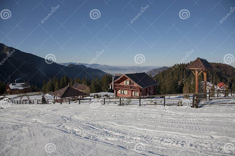 Mountain Villa Complex and a Skiing Track Stock Image - Image of nature ...