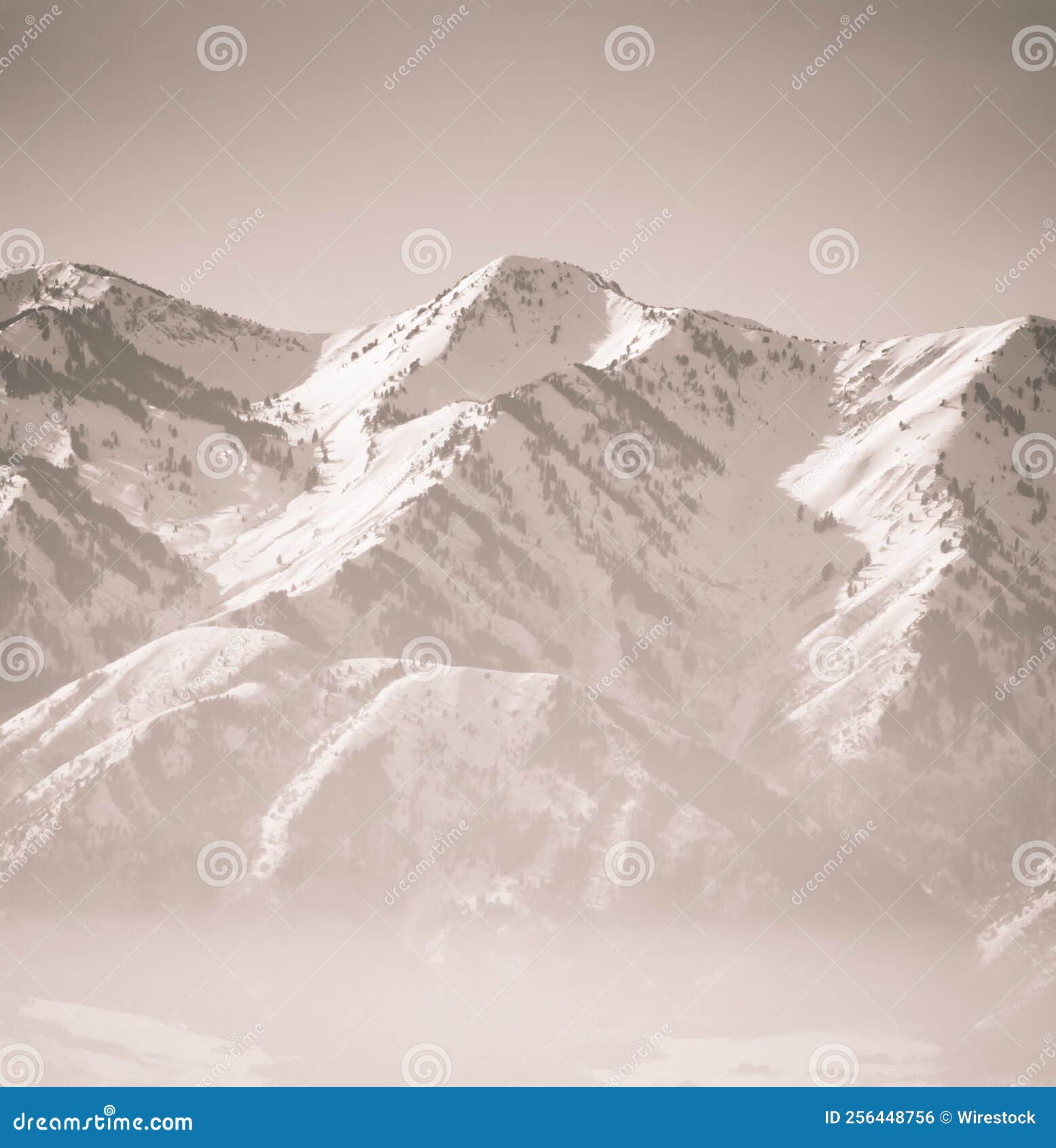 Mountain Covered in Snow on a Foggy Day. Stock Photo - Image of natural ...