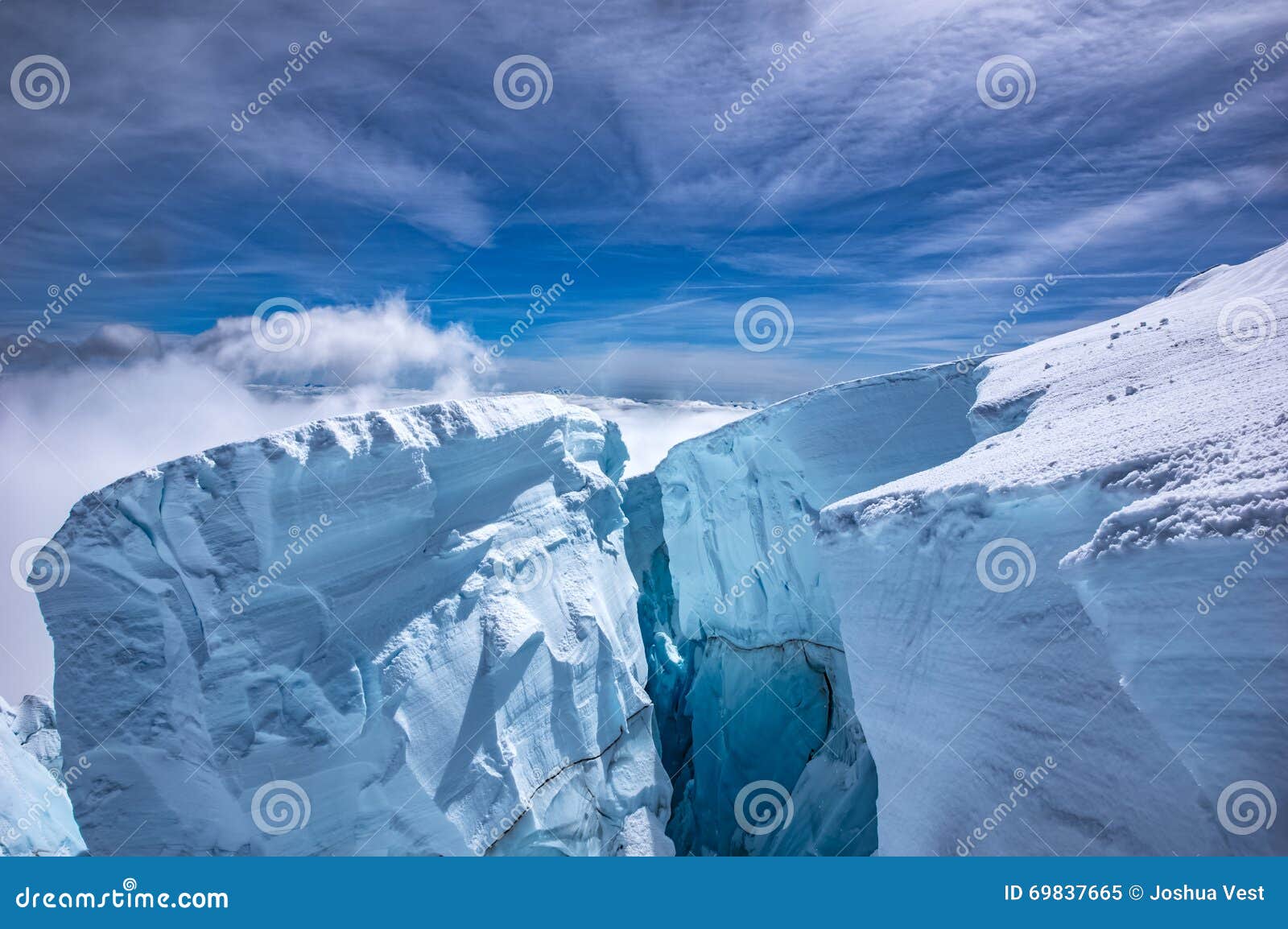 Mountain Crevasse stock image. Image of snow, nunatak - 69837665