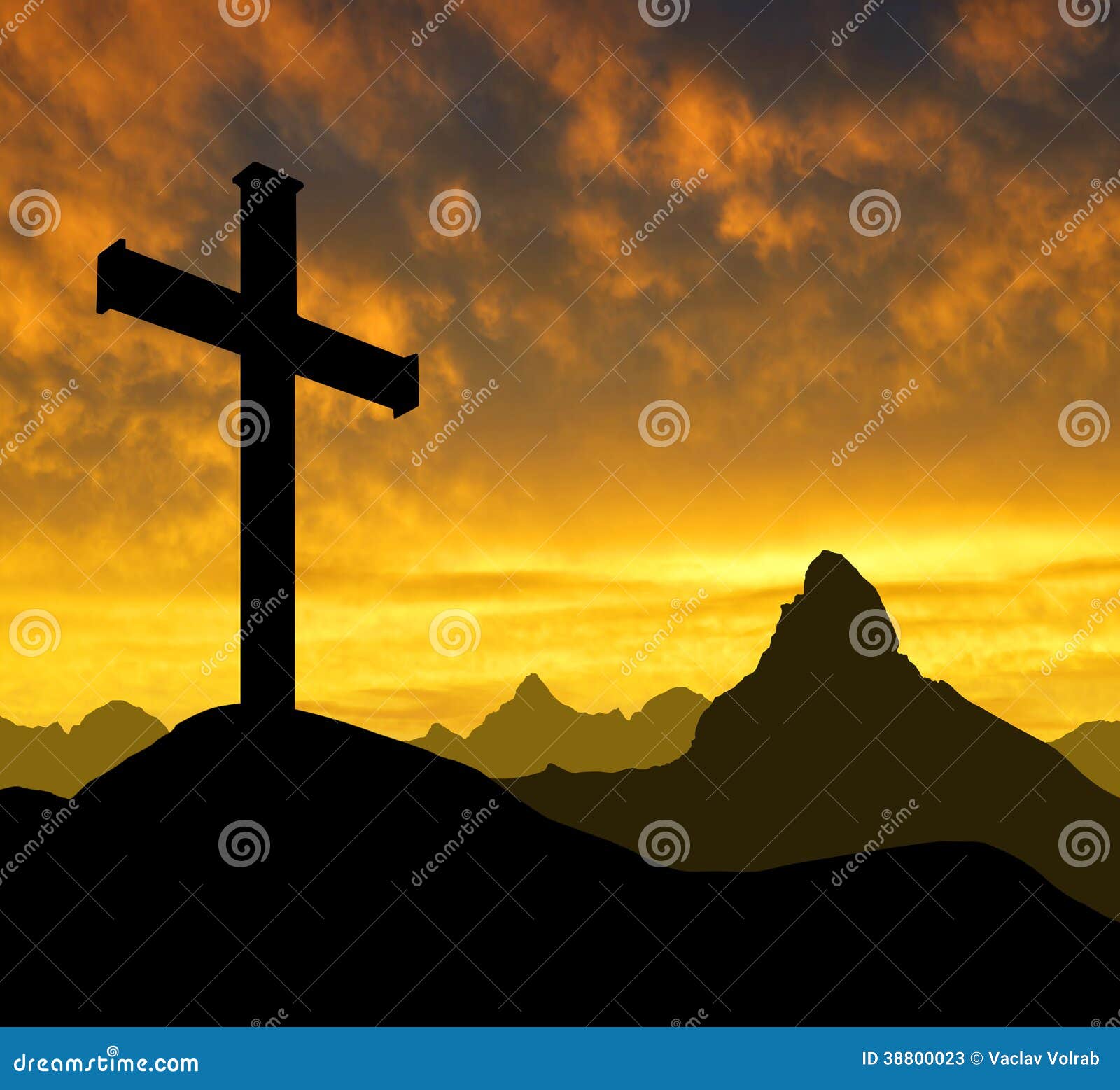 A Mountain Cross And A Worshiper Stock Photo | CartoonDealer.com #26464464