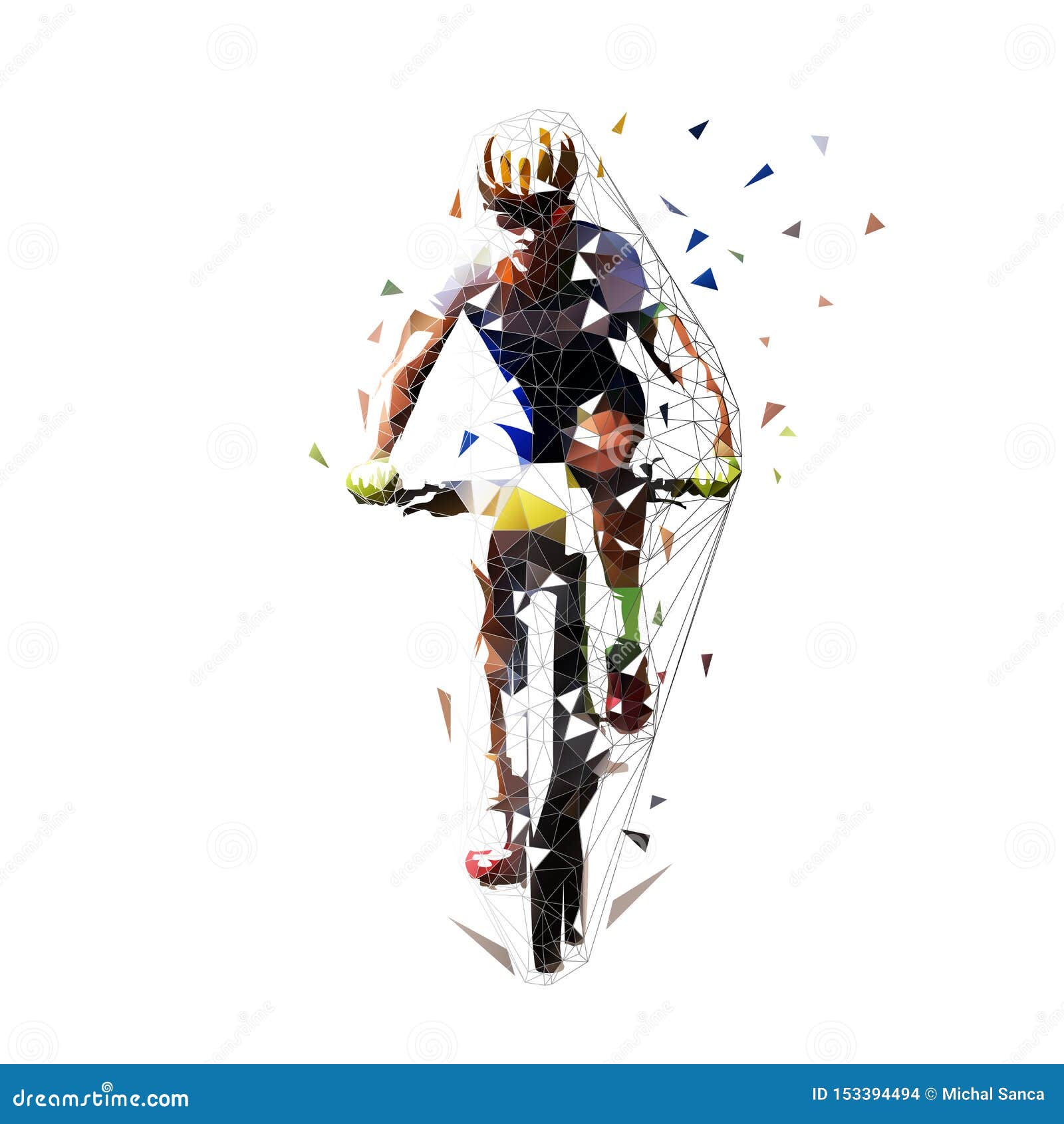 Mountain Cyclist Front View, Vector Silhouette | CartoonDealer.com ...