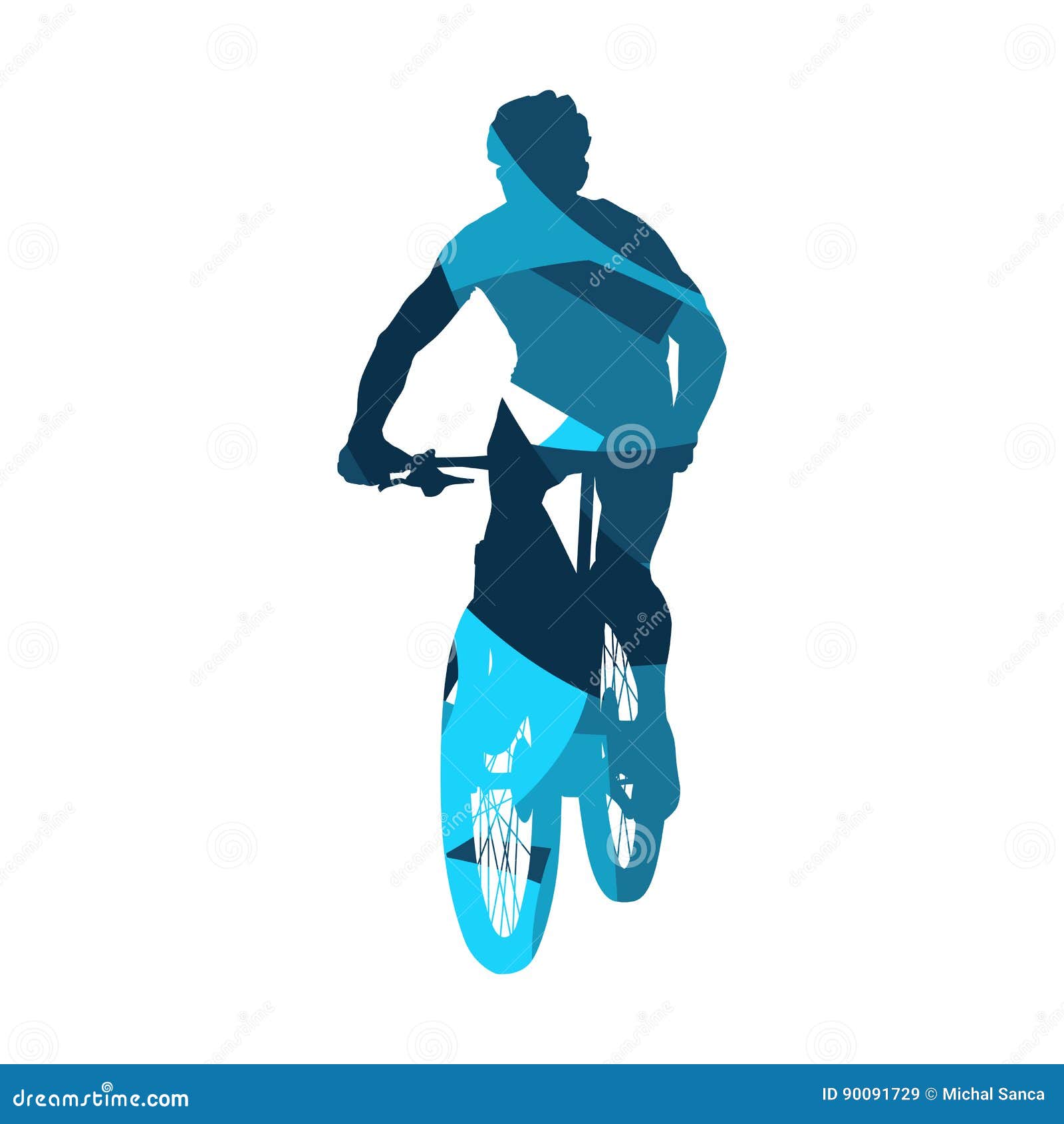 Mountain Cyclist Front View, Vector Silhouette | CartoonDealer.com ...