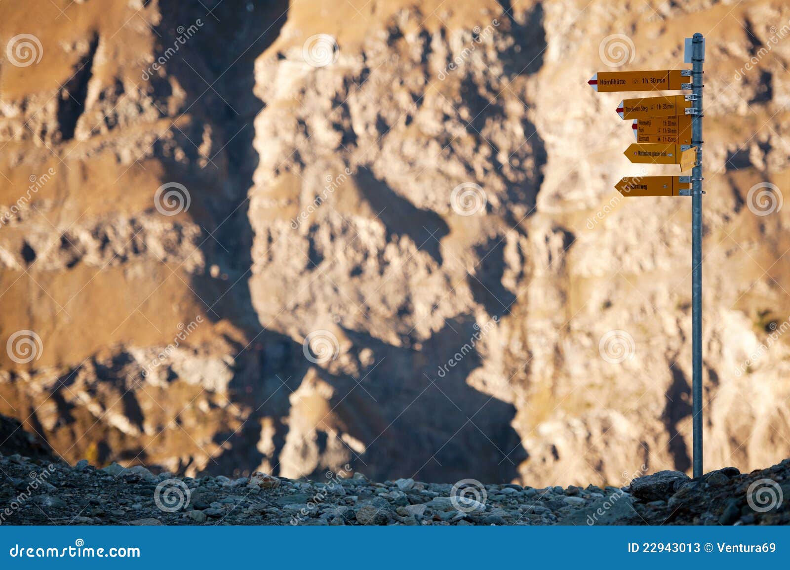 Mountain Direction Sign on Tourist Track Stock Image - Image of rock ...