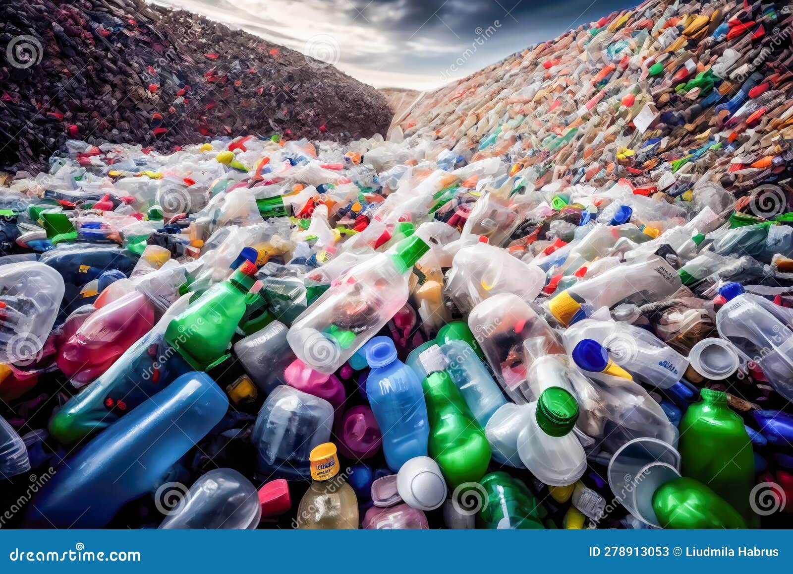 Mountain of Discarded Plastic Garbage Bottles. Generative AI Stock ...