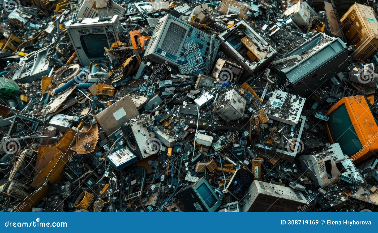 Mountain of E-waste Including Monitors, Keyboards, and Computers ...