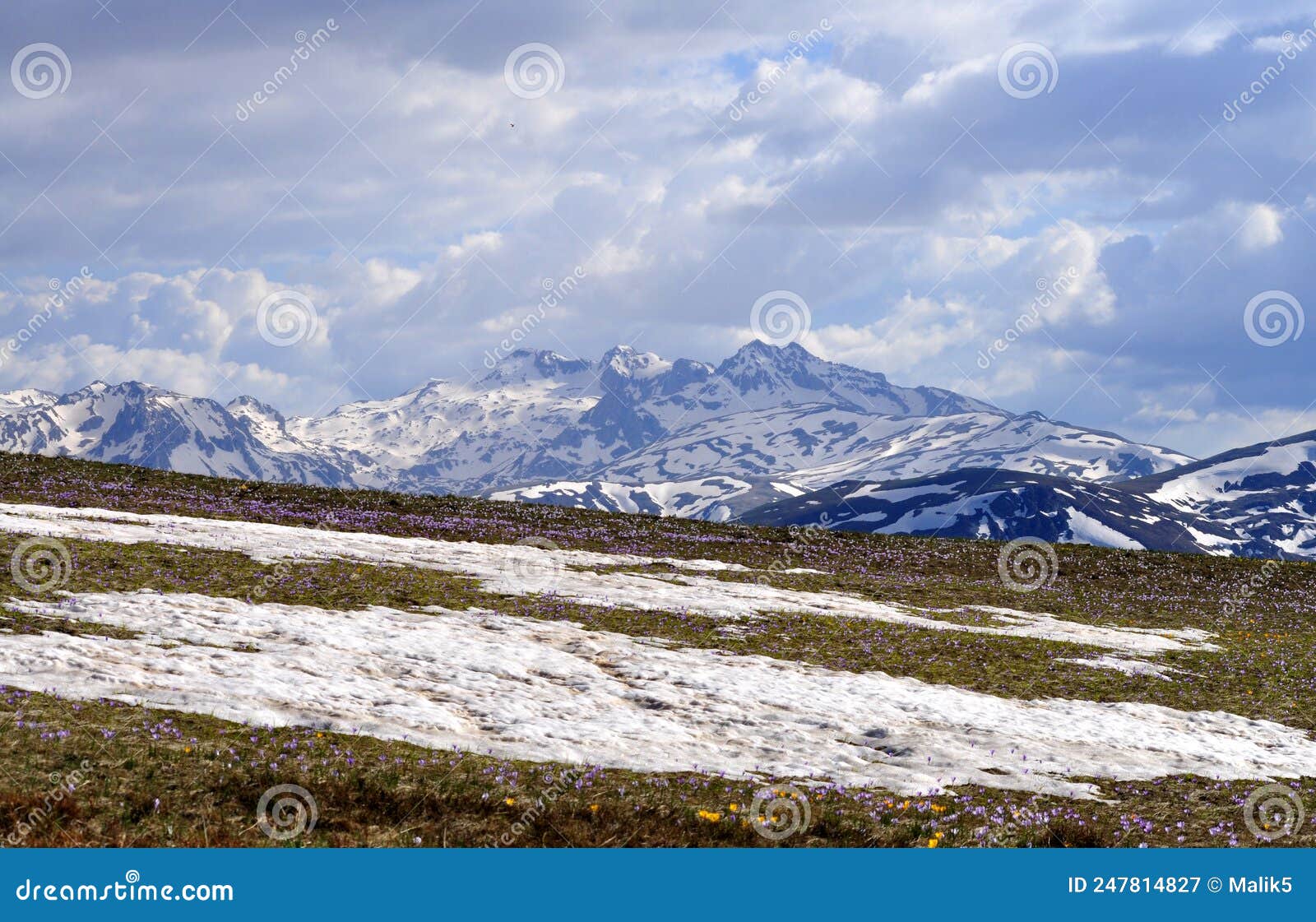 Mountain in Early Spring Coveredith Snow Stock Image - Image of spring ...