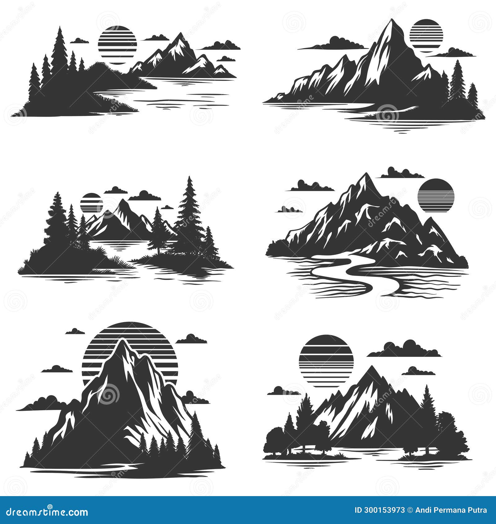 Mountain Elements Set Collection Vector Illustration Stock Vector ...