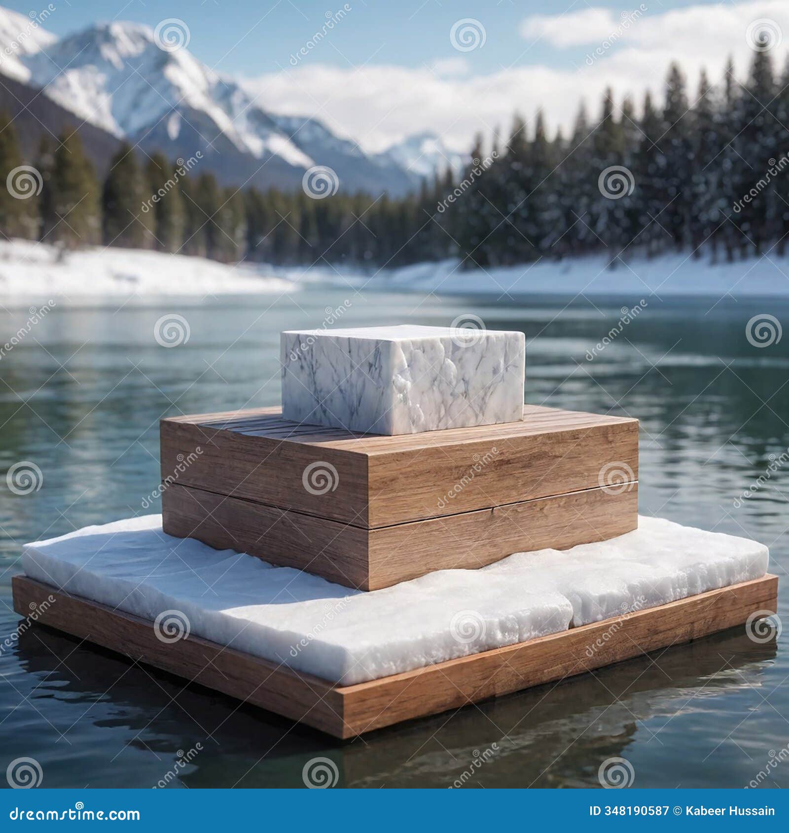 Mountain Empty Granite Podium. Blank Stone Table Top Background For ...
