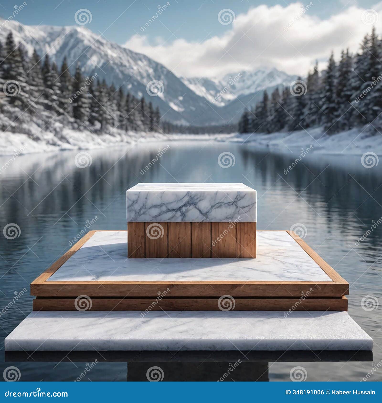 Mountain Empty Granite Podium. Blank Stone Table Top Background for ...