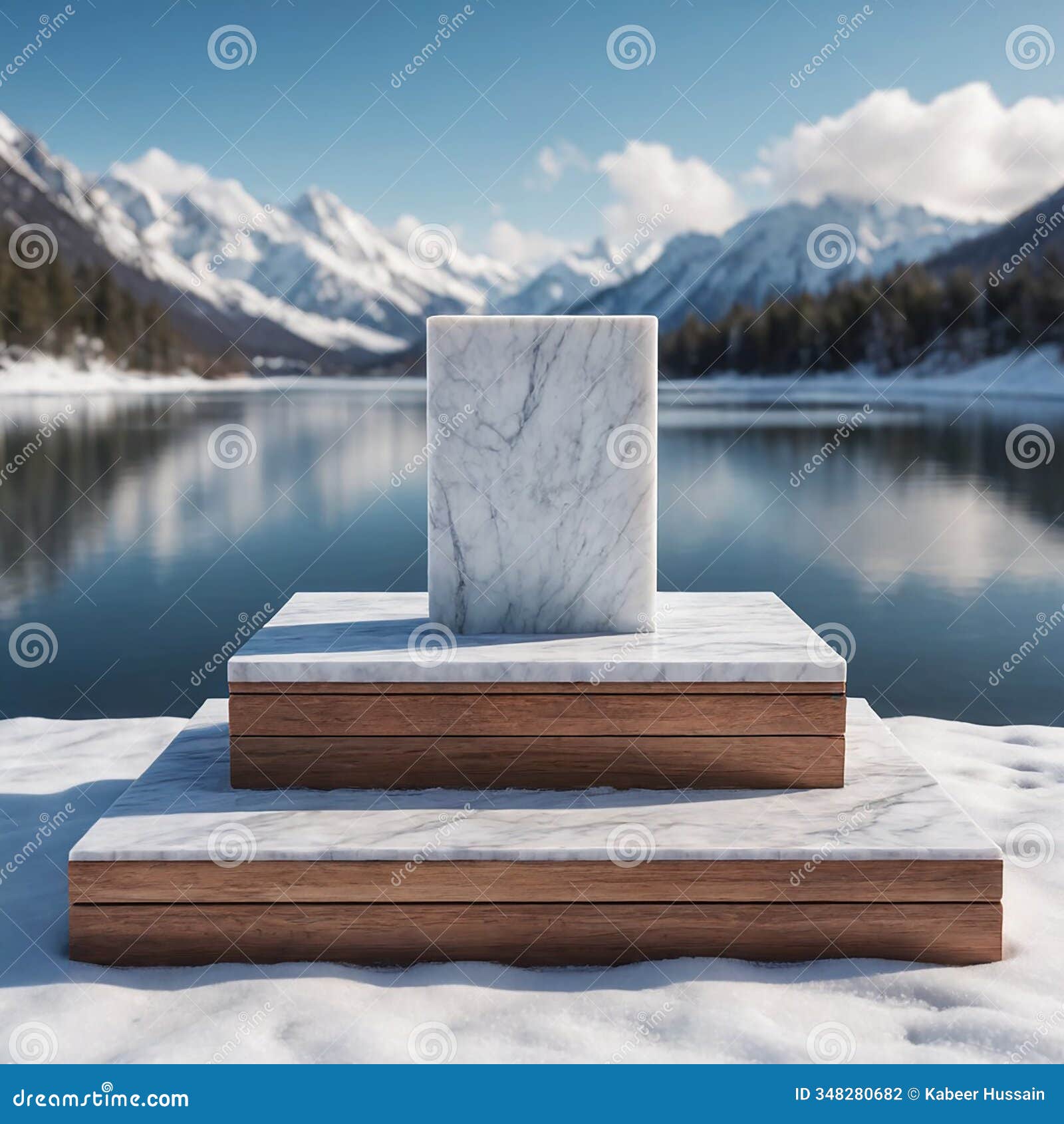 Mountain Empty Granite Podium. Blank Stone Table Top Background for ...