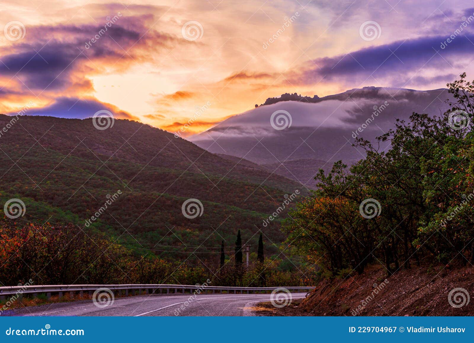 Mountain Evening Landscape with a Bright Dawn Stock Image - Image of ...