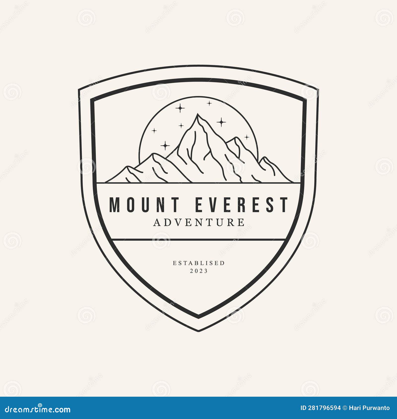 Mountain Everest Line Art Design Logo Vector Shield Stock Vector ...