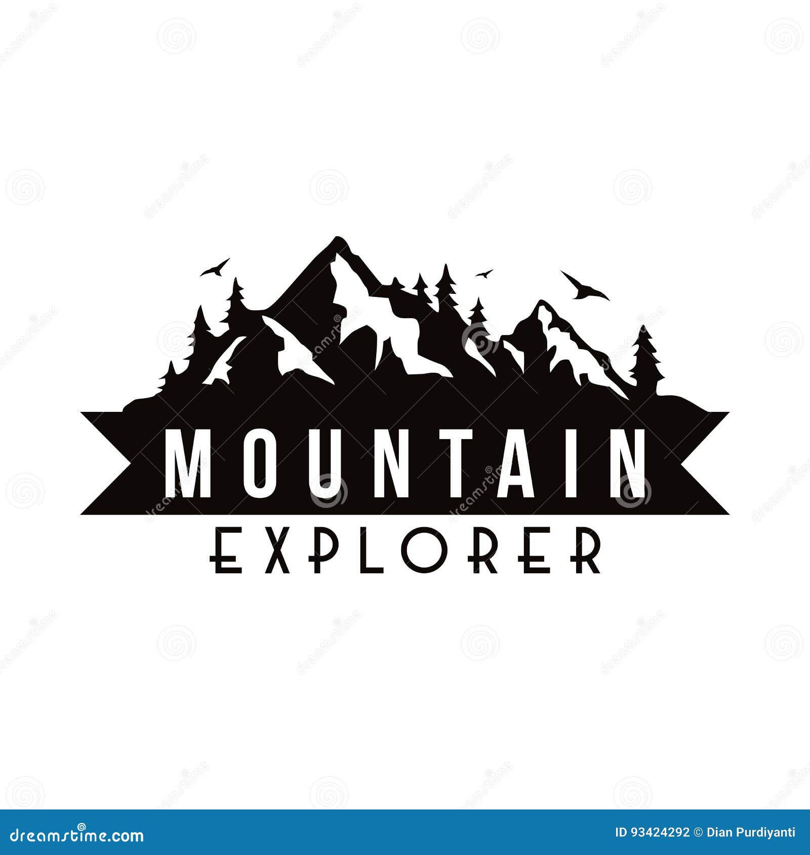 Mountain Explorer Adventure Badge Vector Template Black And White ...