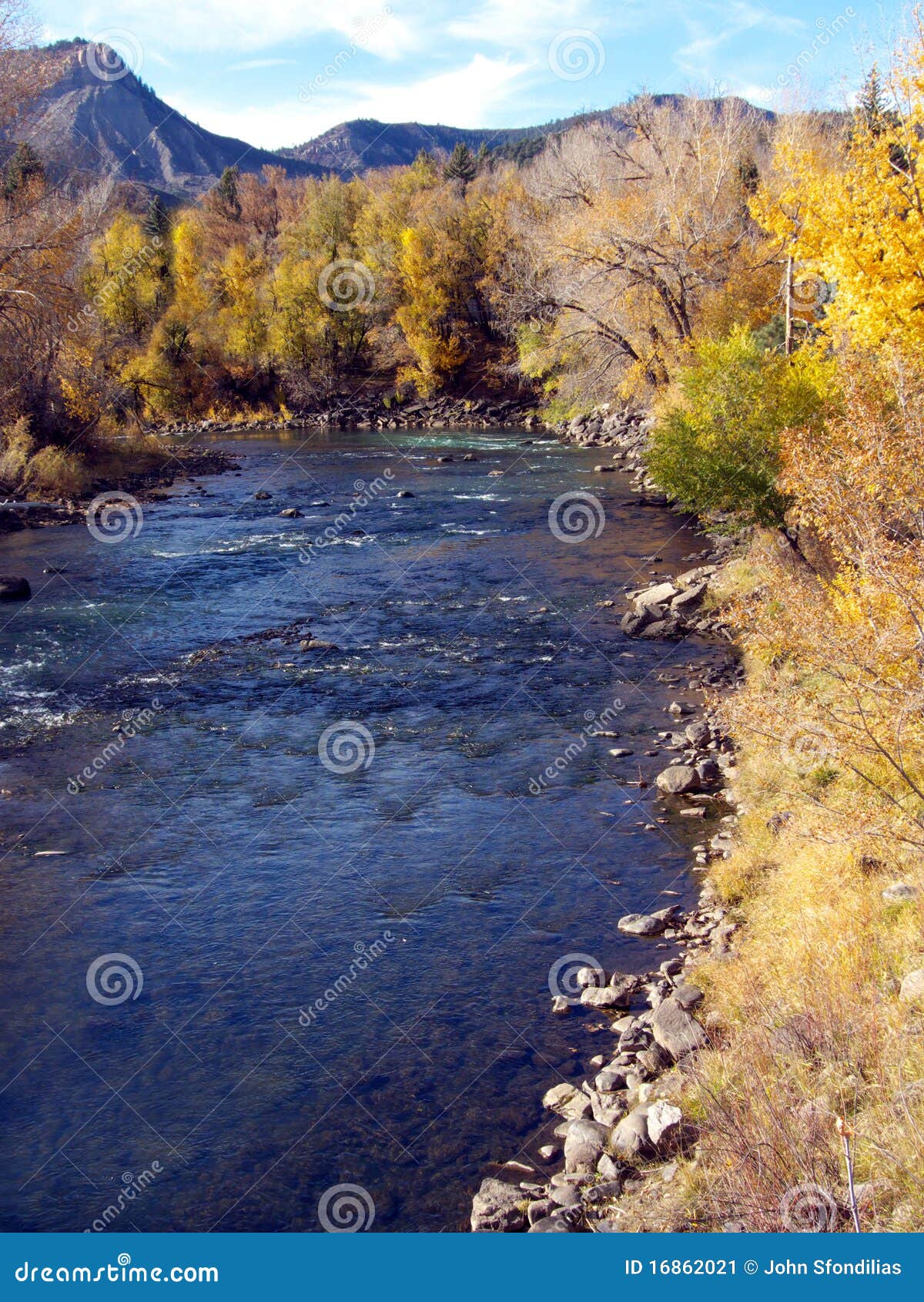 Mountain Fall stock image. Image of clouds, river, orange - 16862021