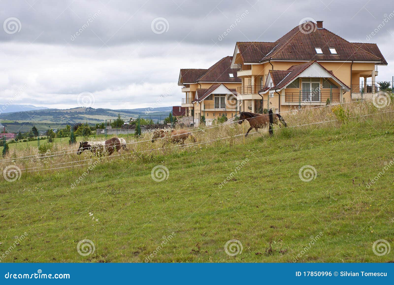 Mountain farm landscape stock photo. Image of clouds - 17850996