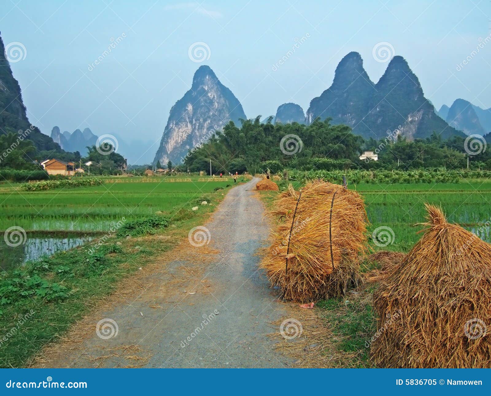 Mountain and farmland stock image. Image of mountain, haystack - 5836705