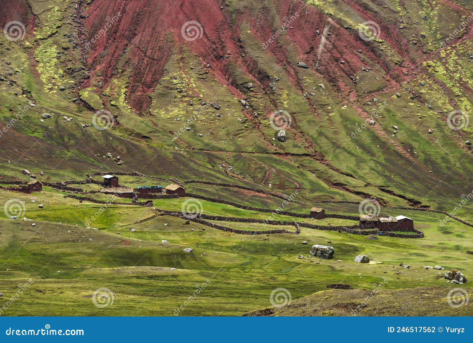 Mountain farms in Peru stock photo. Image of outdoors - 246517562
