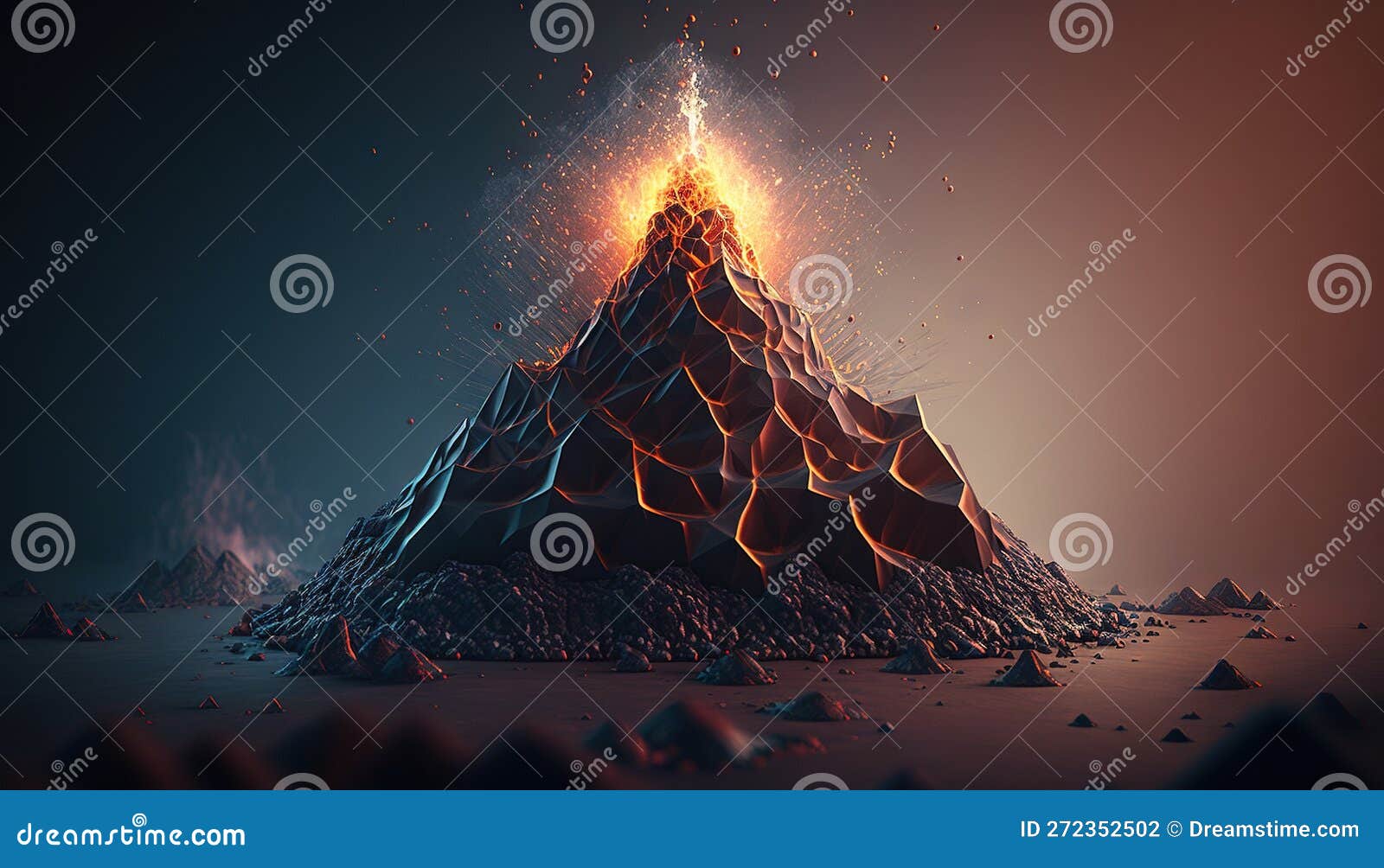 A Mountain with a Fire Coming Out of the Top of it Stock Illustration ...